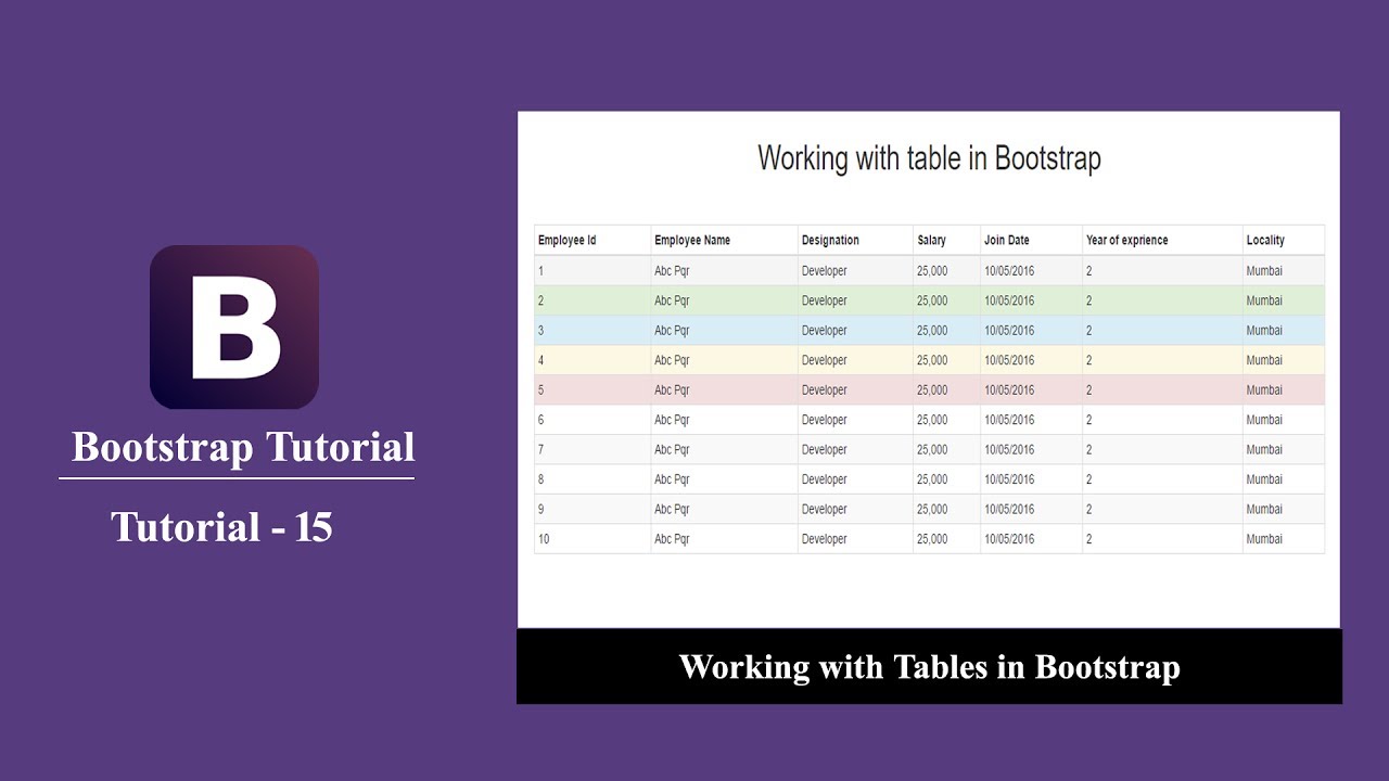 Bootstrap tutorial for beginners 15 - How to use responsive table in bootstrap?