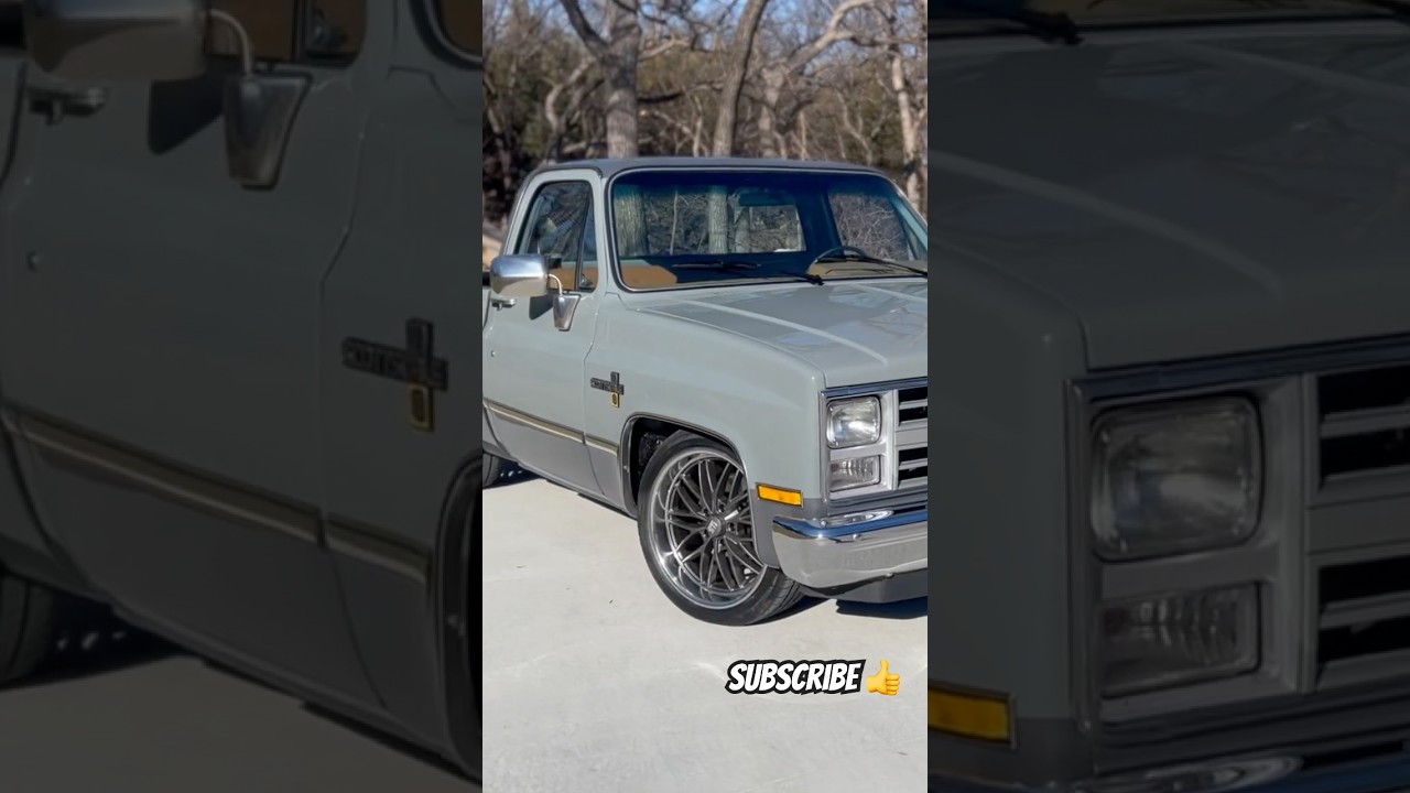 👀1985 Chevy C10| 20/22 US Mag Wheel Swap Upgrade🔧 🔥#c10 #squarebody #classic #shorts #chevy