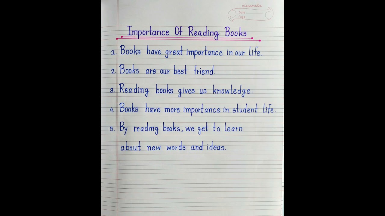 5 Lines Essay On Importance Of Reading Books 📚 In English