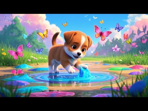 The Puppy Painted Puddles Blue | Fun Animal Rhyme for Kids | Nursery Rhymes & Songs for Children