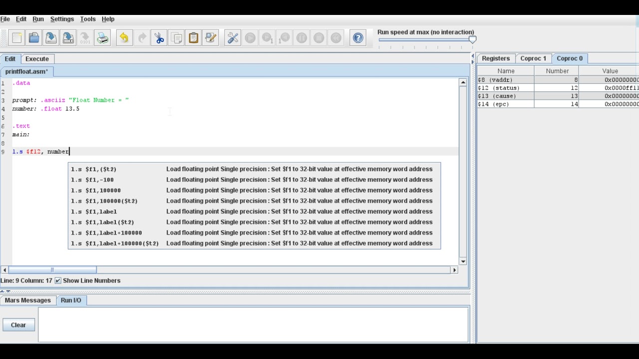 MIPS Tutorial 3 | Input/Output | Printing a Float