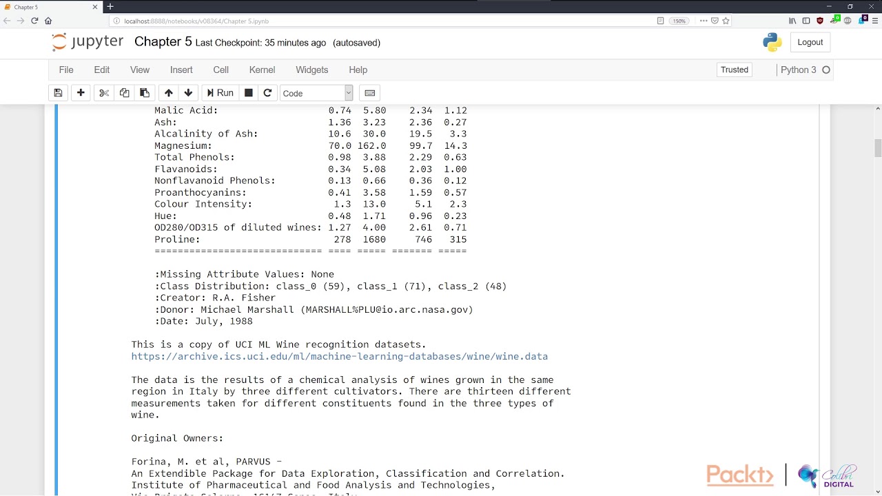 Learn Python: Your First Step Toward Data Science:ImportWine Clasifictn Datset|packtpub.com