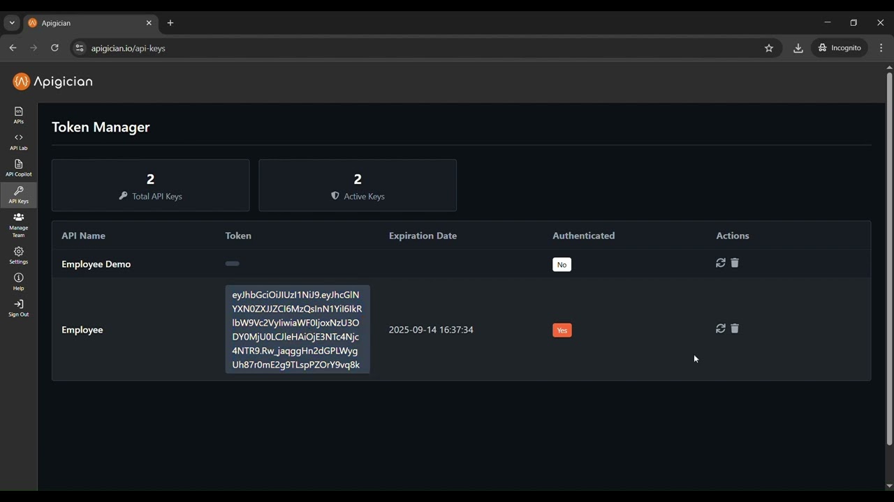 6  Manage API Keys in Apigician