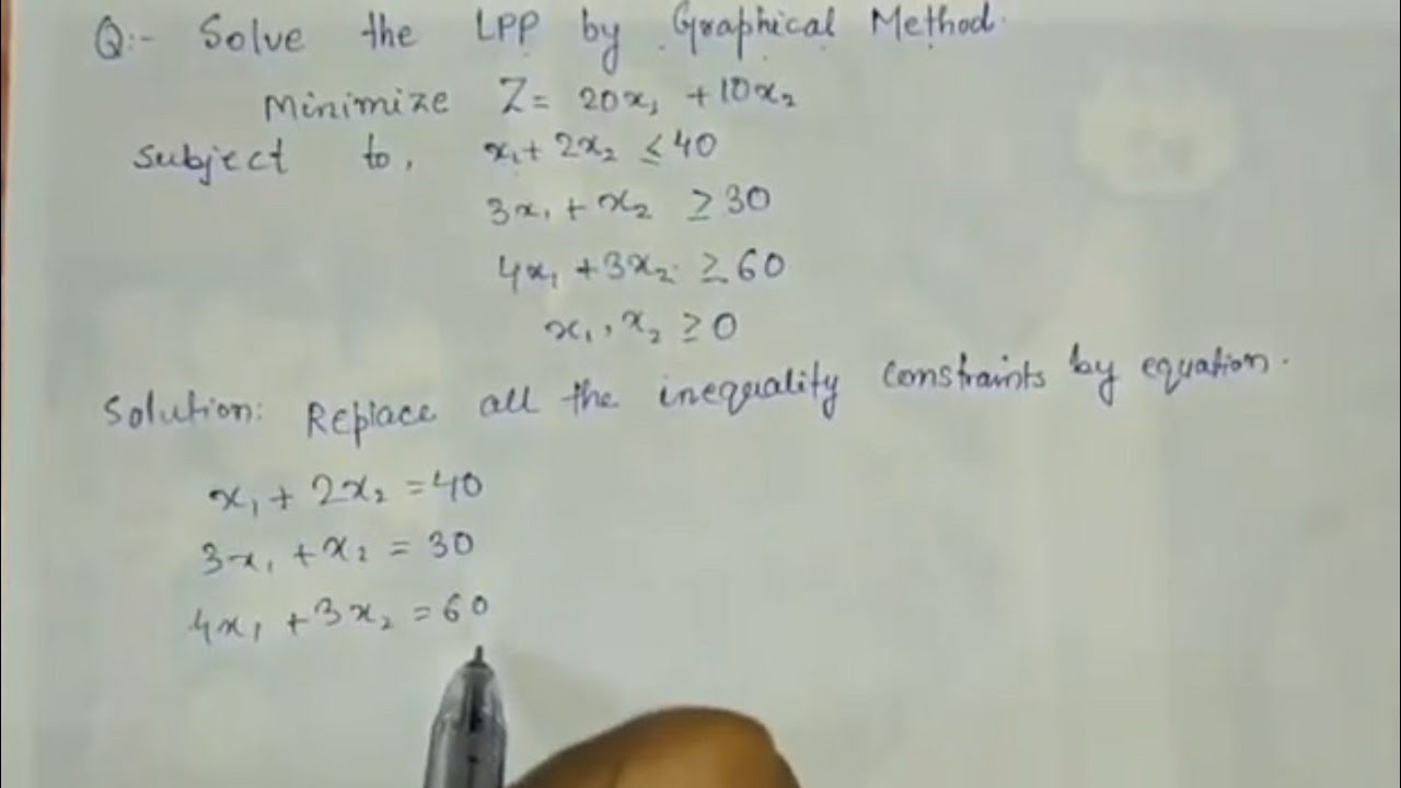Lec-1   Graphical Method In Linear Programming Problem ||  For Unique Solution || In Hindi