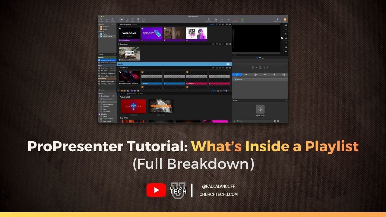 ProPresenter Tutorial: Things you can see in a playlist