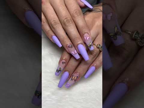 Purple Butterfly Acrylic Nail Designs – NAB Nail Bar- Nail Salon & Spa