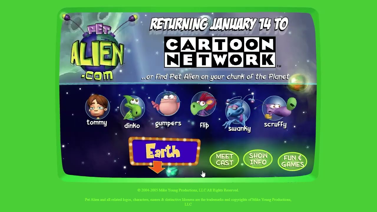 Pet Alien Flash website in 2005