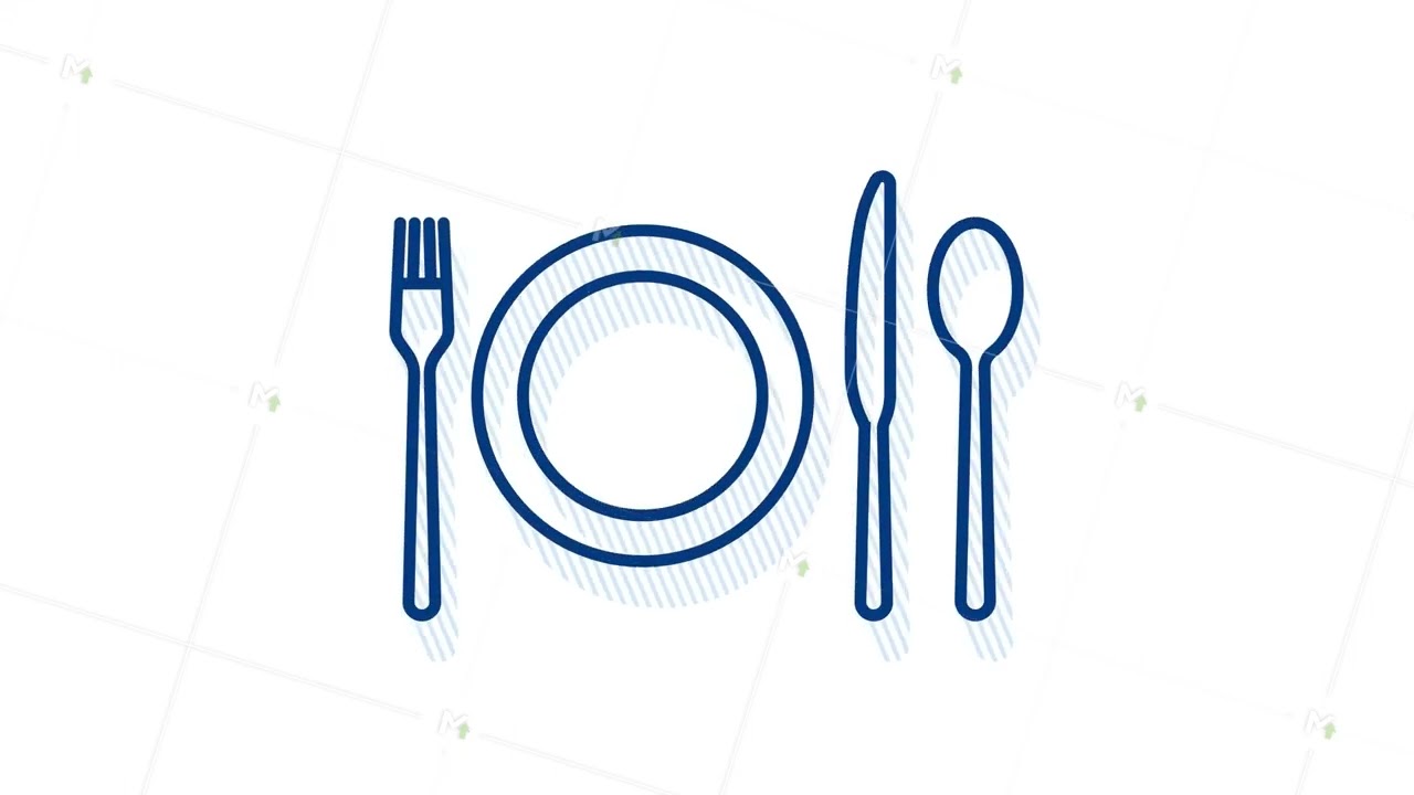 Spoon fork knife icon, restaurant symbol. Motion graphics.