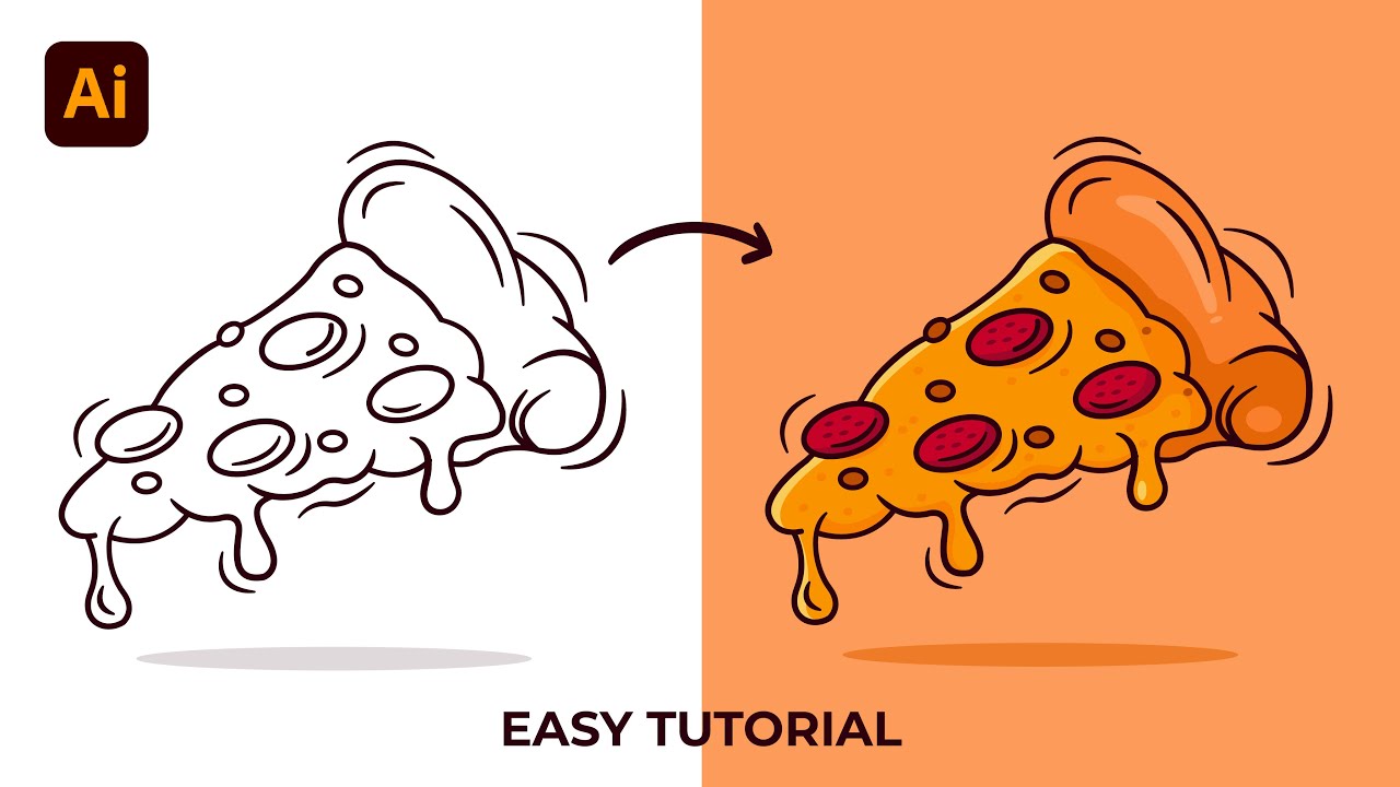 Adobe Illustrator CC 2021 Tutorial: Create a Beautiful Vector Pizza from Sketch | Hiru Designs