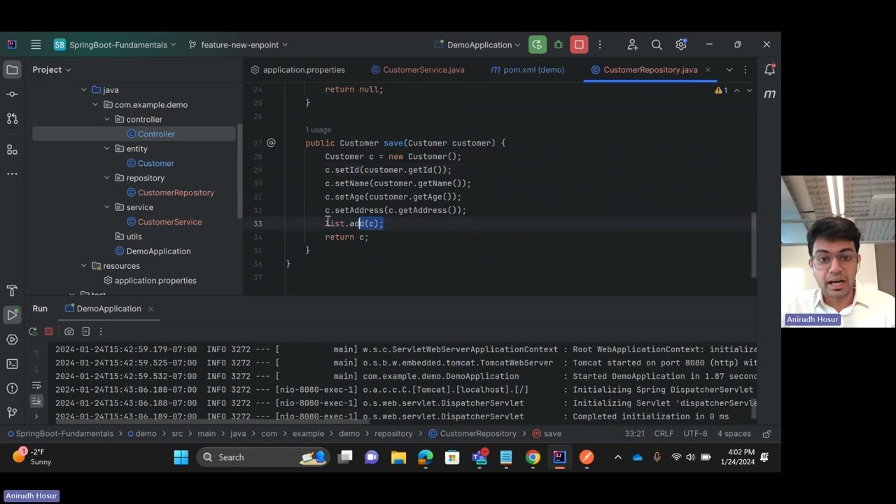 Develop CRUD operations in Spring boot without a database