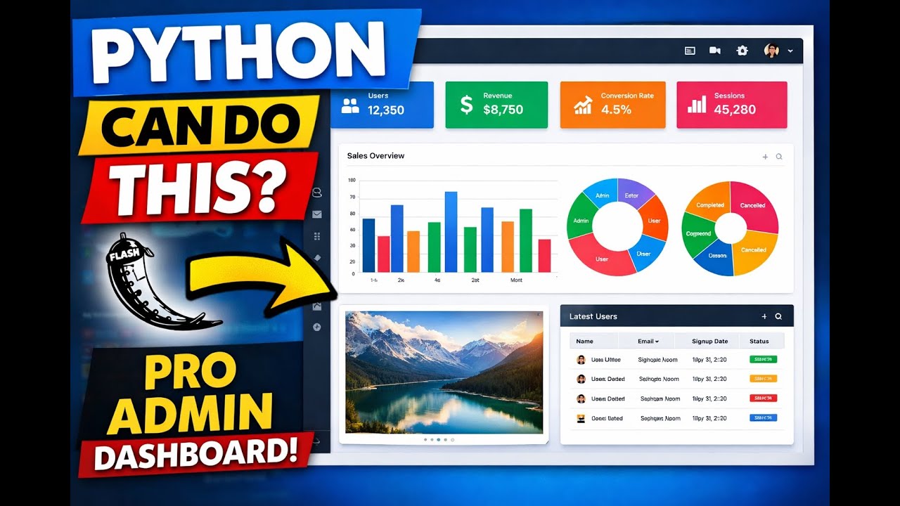 Build Professional Admin Dashboard using Python Flask | Bootstrap, Charts & Sidebar