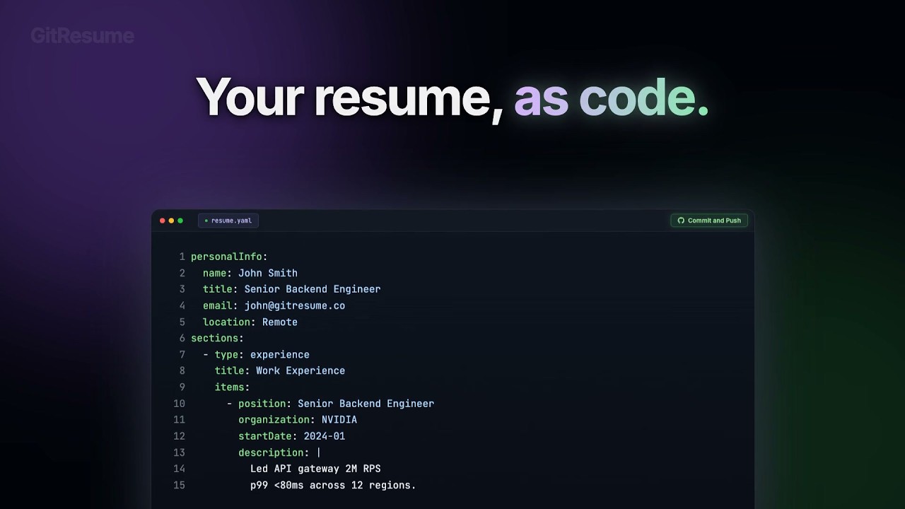 GitResume — Resume as Code (30s Demo)