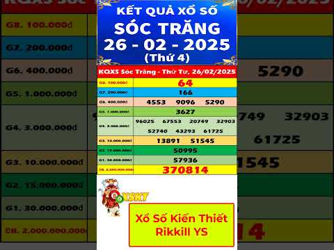 Xổ số Sóc Trăng ngày 26 tháng 2 | XSST - KQXSST - SXST | Xổ số kiến thiết Sóc Trăng hôm nay #shorts