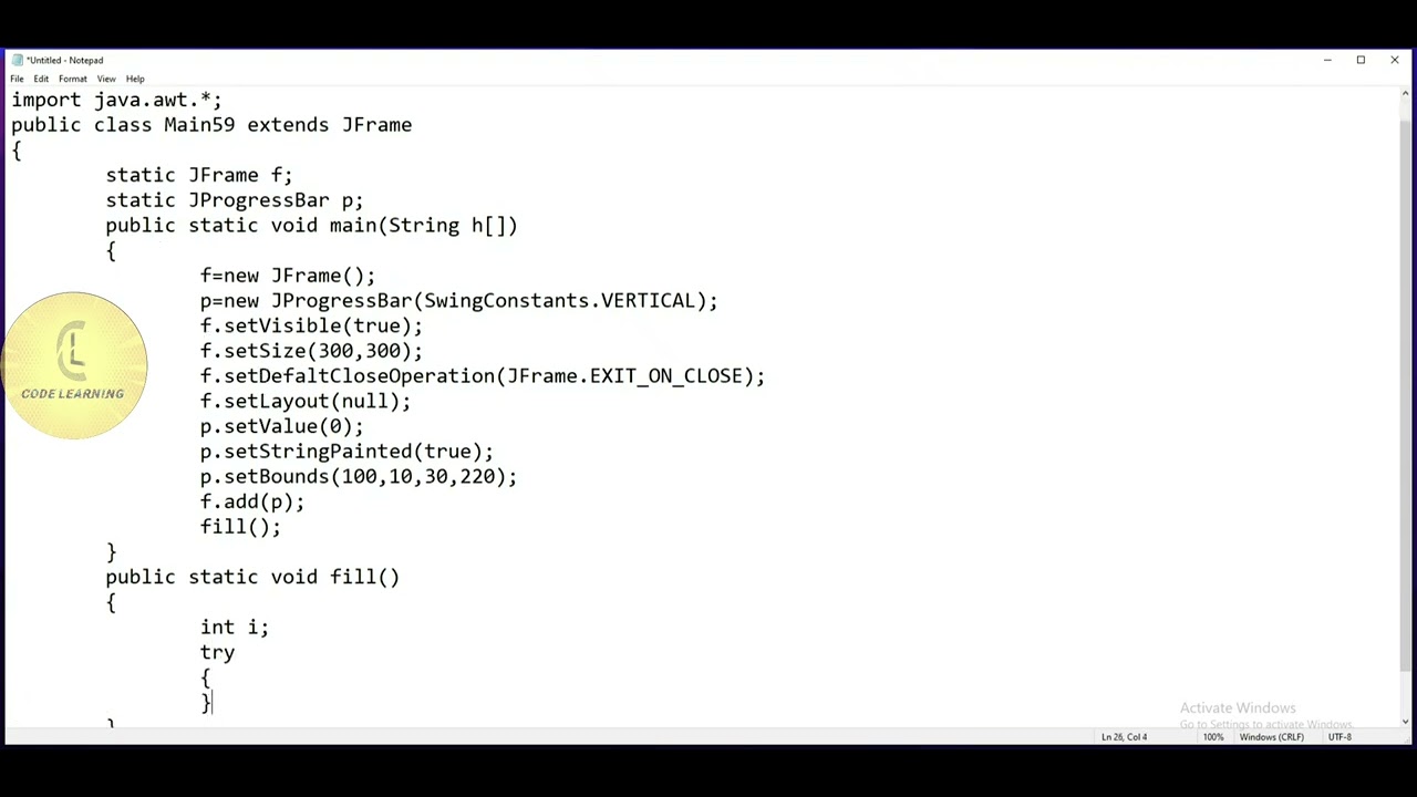 Java | Swing class 'JProgressBar vertical' | CodeLearning