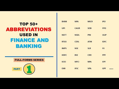 Top 50 Most Common Abbreviations Used in Finance and Banking | Full - Forms Series #1| In English