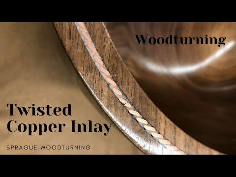 Woodturning - Twisted copper wire and soapstone inlay