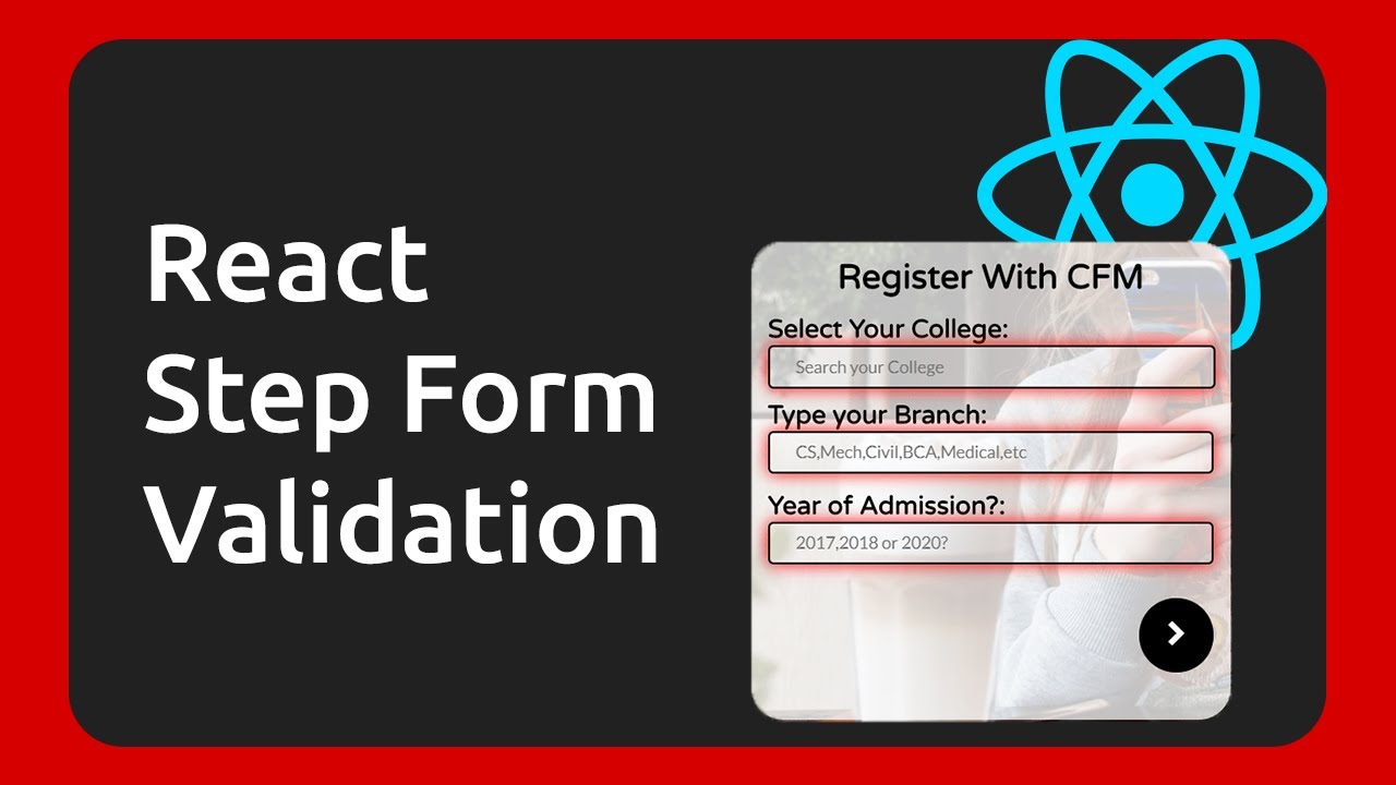 React Form validation - Doing form Validation in Stepper React Signup form | Email,Password,Img, etc