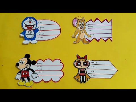 Hand made Name Slips for school books | Name Tag | DIY Book Labels | Name Stickers | Cartoon drawing