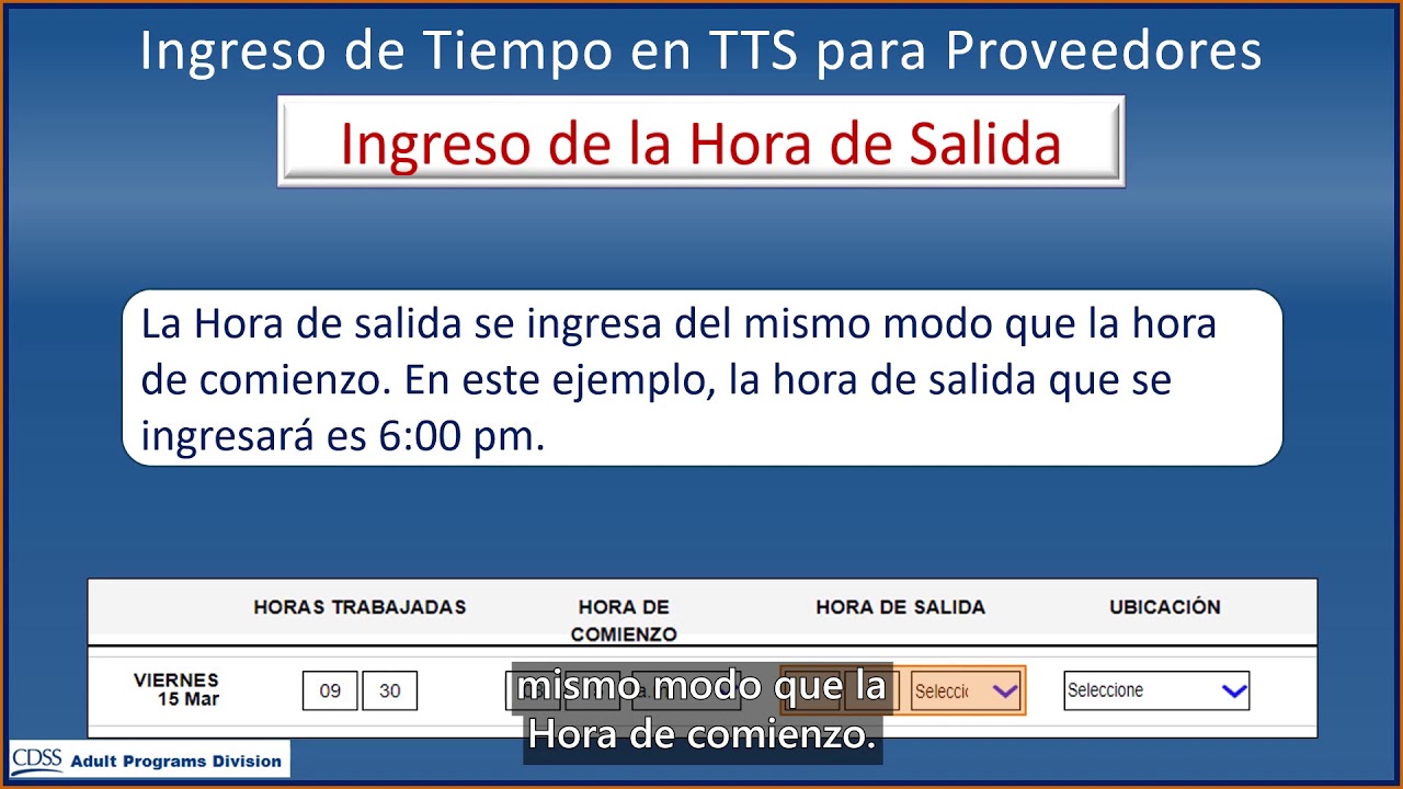 TTS Time Entry for Providers Spanish