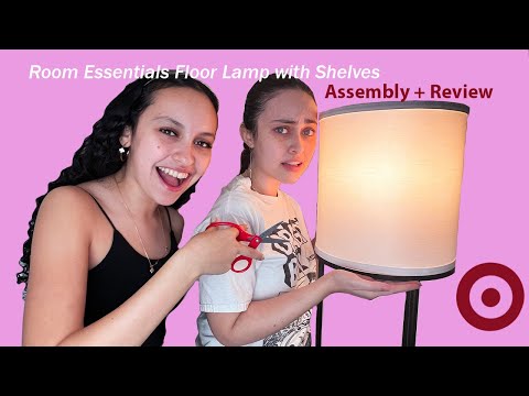 AMATEURS BUILD LAMP WITH SCISSORS?? | Room Essentials Floor Lamp with Shelves | ASSEMBLY + REVIEW