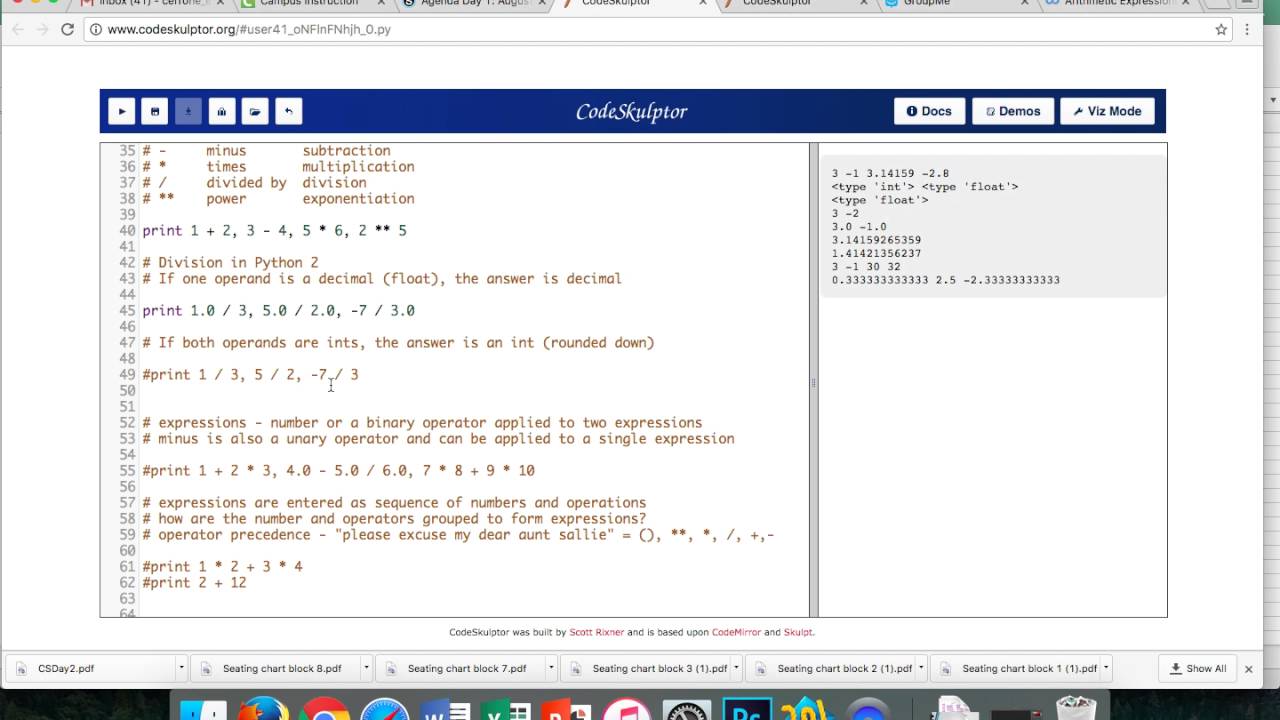 Python Arithmetic Expressions, Data Types