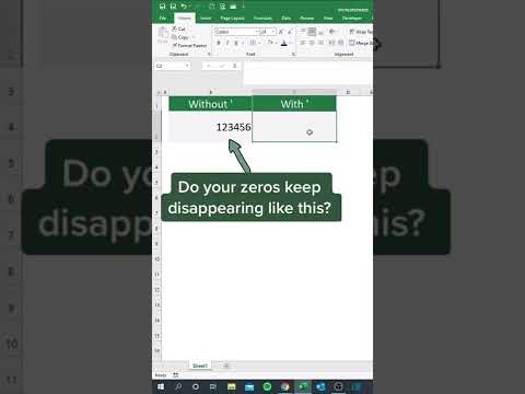 Do your leading zeros keep disappearing? You can keep them by adding a single apostrophe at