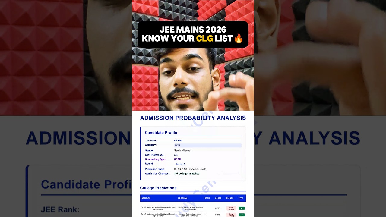Rank vs College🔥JEE 2026 – So many NITs 😳 Everyone will get a college! #nit #iiit