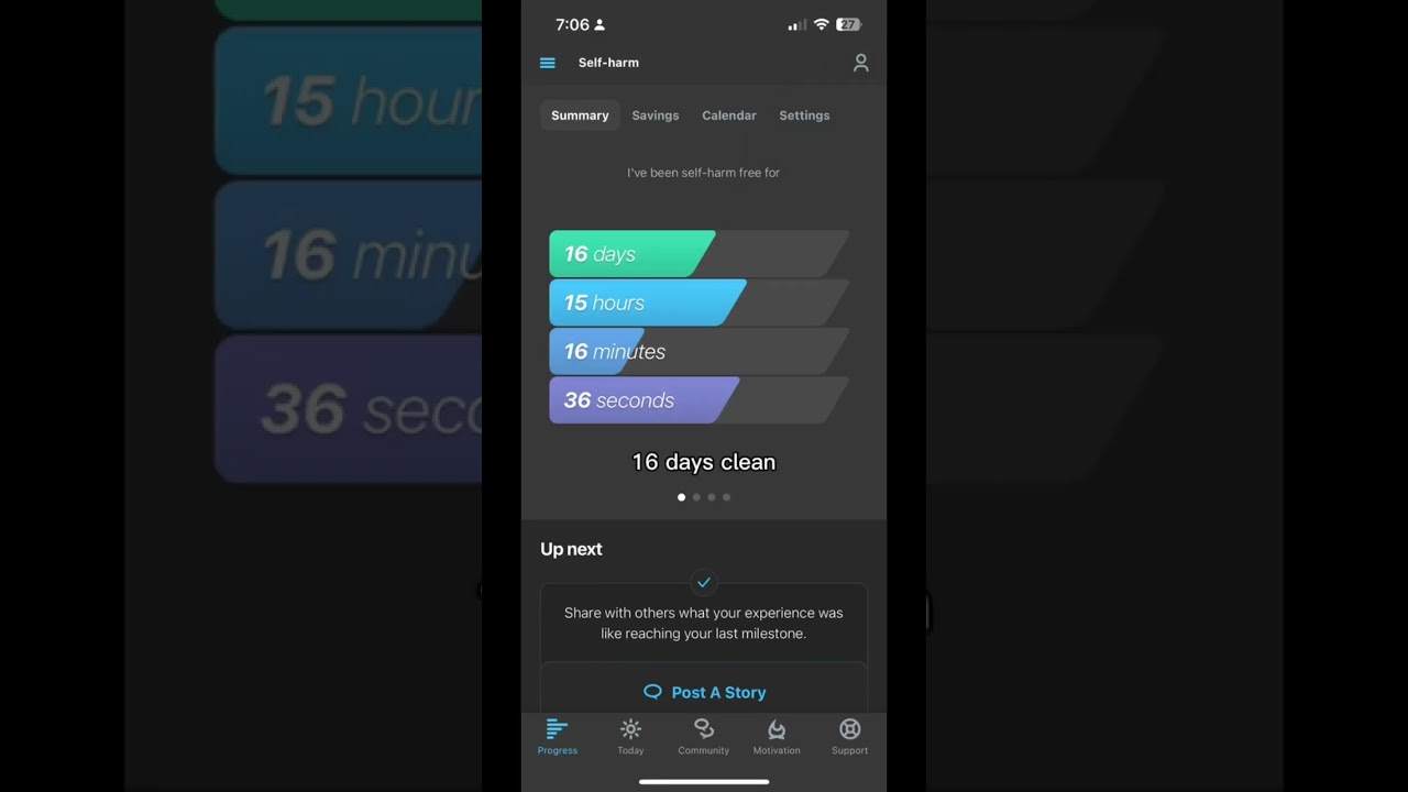 16 days!😃🥳#vent #clean #self-harm (app is I Am Sober)