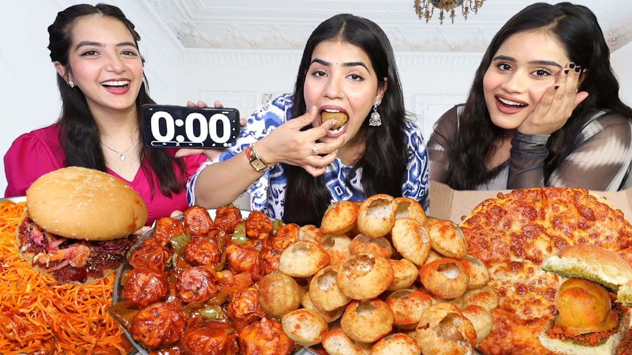 Guess the Imposter Drawing Food Eating Challenge | Golgappa, Spicy Momos🔥, Korean Burger🌶️, Pizza,