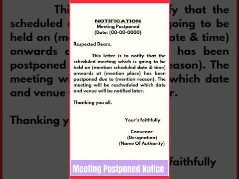 Meeting Postponed Notice #notification #shortvideo #shortfeed #viralshorts