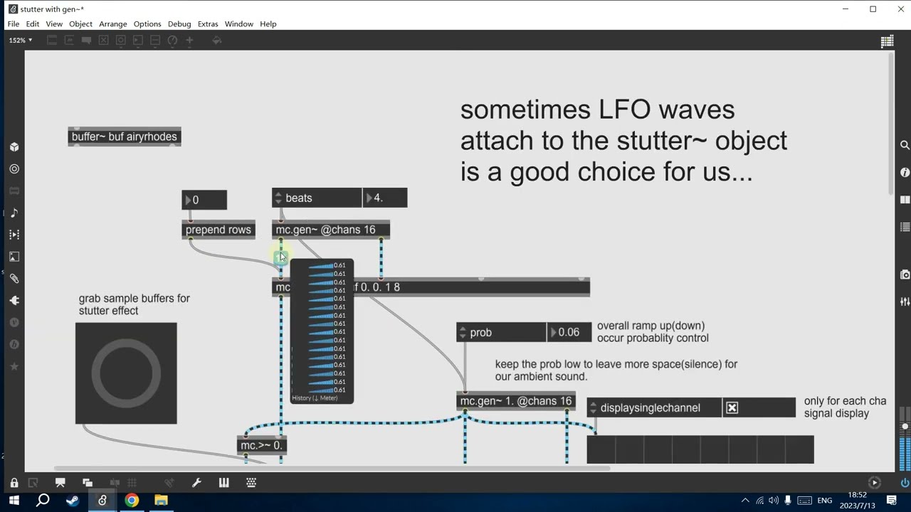 [Max/MSP] make stutter~ object work with gen~erated LFO waves