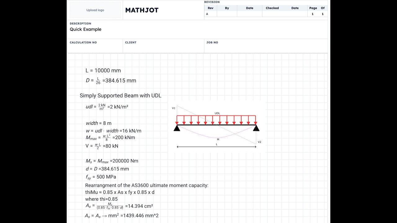 Simple Beam Calculation Example