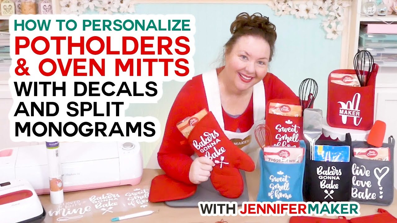 Personalized Pot Holders With Split Monograms & Cute Decals