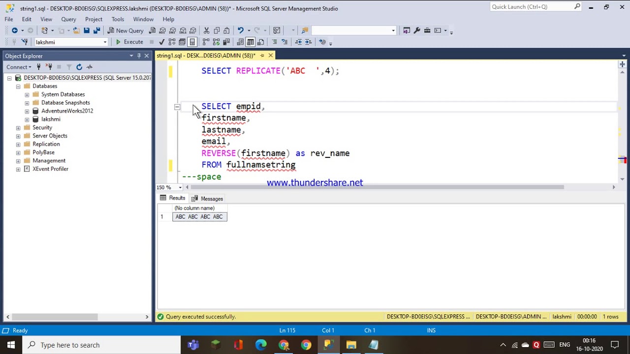 66.REPLACE,REVERSE,REPLICATE,SPACE FUNCTIONS IN SQL