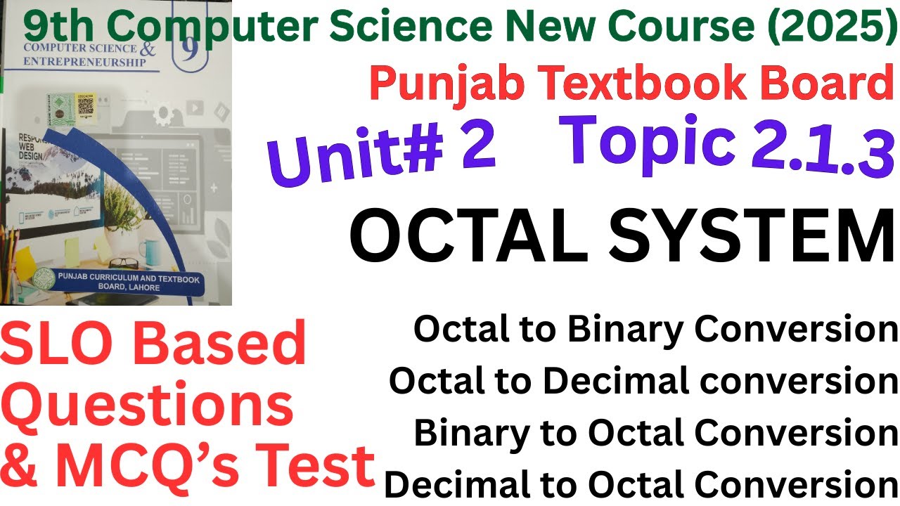 Chapter 2 – Topic 2.1.3: OCTAL SYSTEM | 9th Class Computer Sci 2025 | SLO Based MCQs & Questions