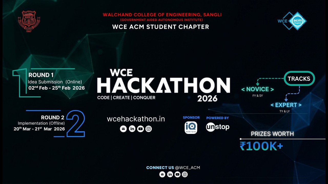 WCE Hackathon 2026 | Register Now 🚀 | wcehackathon.in