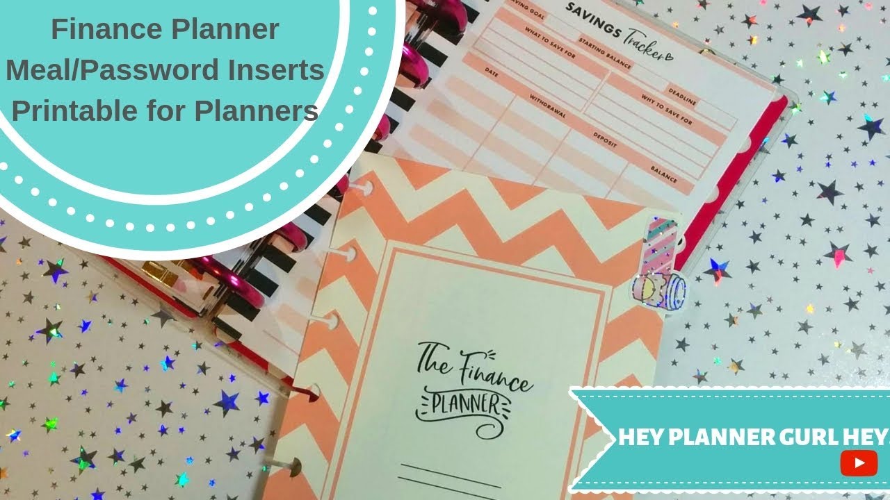 Printable for Planners - Finance, Weekly Menu and Password Tracker Inserts