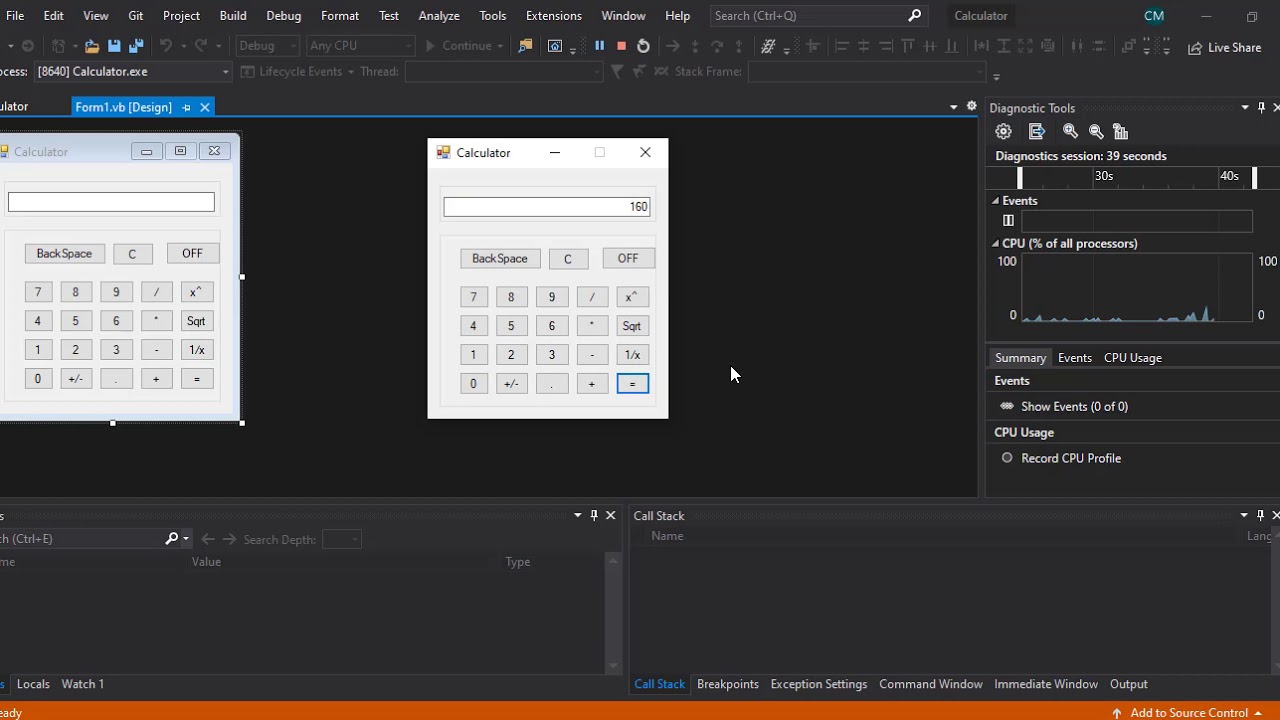 Simple Calculator using Visual basic Demo
