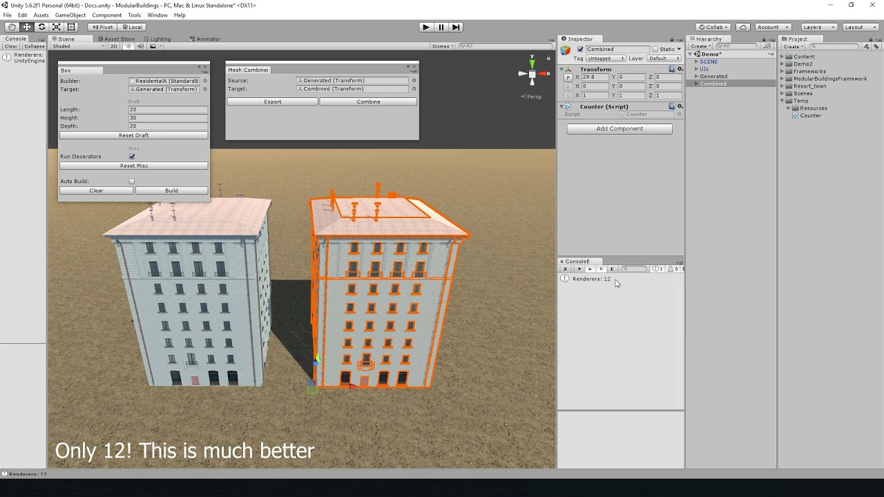 Modular Buildings Framework for Unity: Mesh Combiner Utility