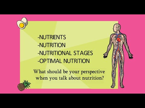 What is nutrition, optimal nutrition, nutritional stages and nutrients.