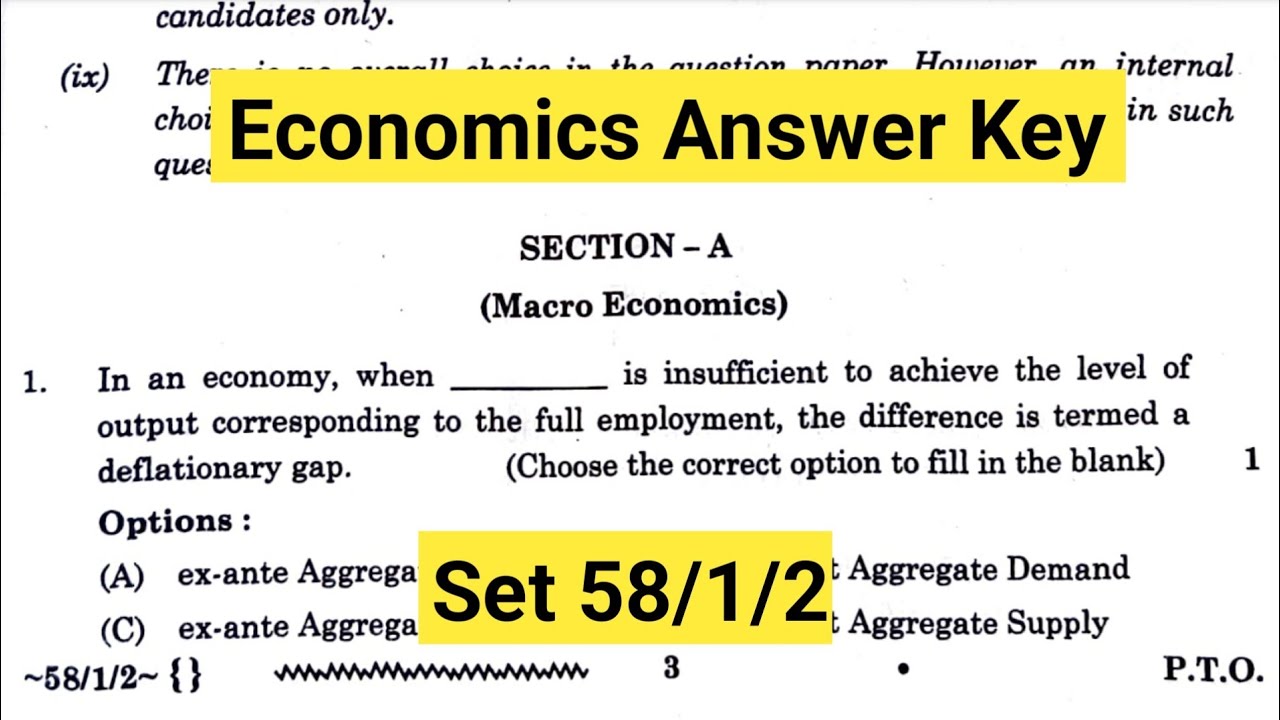 Set 58/1/2, class 12 economics answer key 