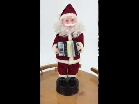 Animated Santa Claus Playing Accordion Musical Figurine