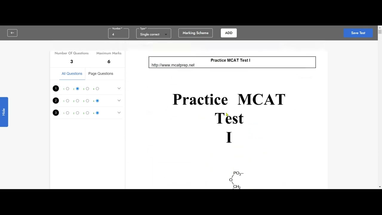Convert MCAT Medical College Admission Test  MCQ PDF question papers into online quizzes in minutes!