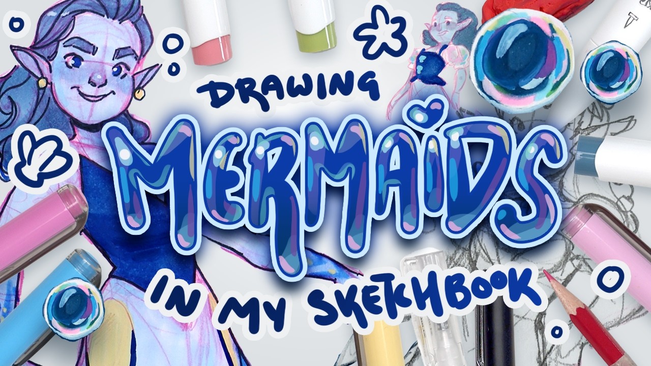 BUBBLES!? Rainbow bubbles! | Filling a Spread in my Sketchbook w/Mermaids!
