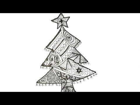 how to zentangle a Christmas tree #zentanglart #doodlelovers