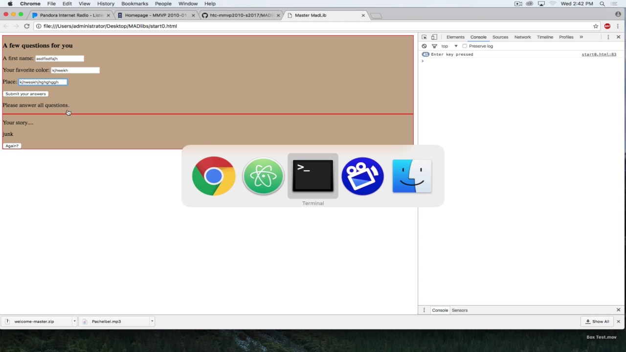 Javascript MADlibs project description