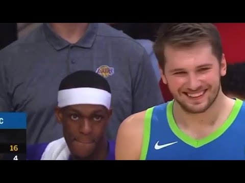 Rajon Rondo staring at Luka Doncic