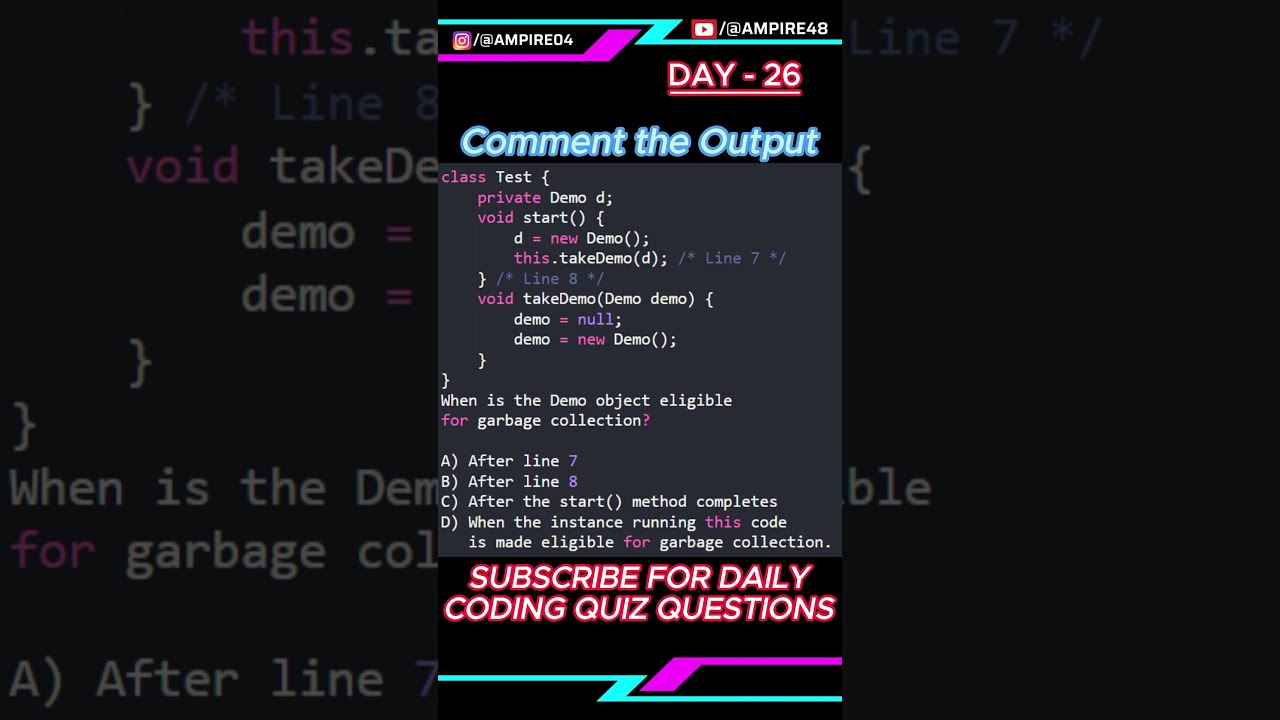 DAY - 26 Tell me the output of this code | Java Quiz Question | Daily Quiz Challenge | Ampire #java