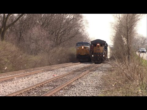 CSX M644 (CSX 3306) and CSX Y201 (CSX 7807) Working Side-by-side in Lafayette, Indiana