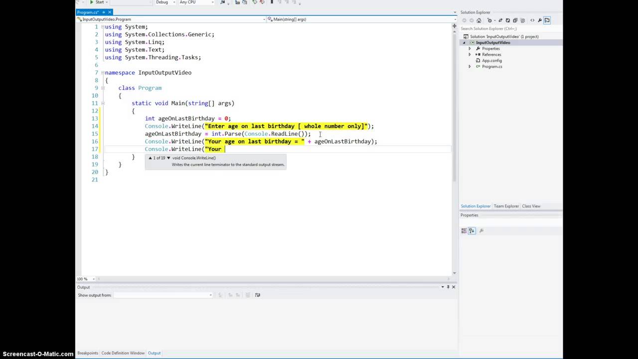 Input and Output in C#